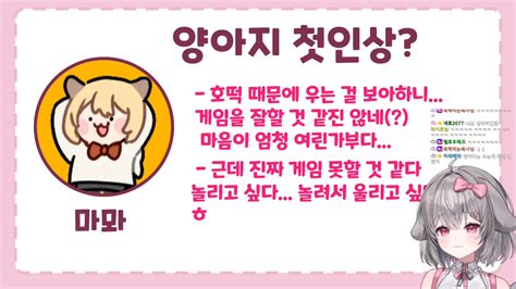 마뫄의 양아지 첫인상 현인상 치지직 에펨코리아