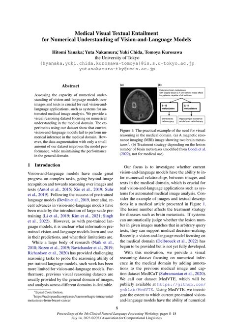 Pdf Medical Visual Textual Entailment For Numerical Understanding Of