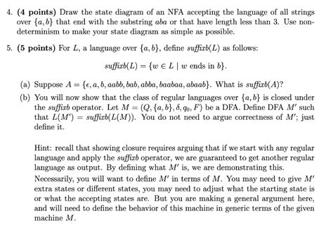 Solved 4 4 Points Draw The State Diagram Of An Nfa