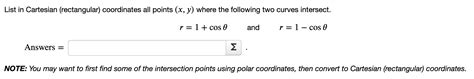 solved list in cartesian rectangular coordinates all