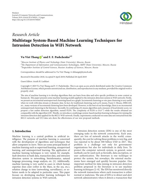 Pdf Multistage System Based Machine Learning Techniques For Intrusion