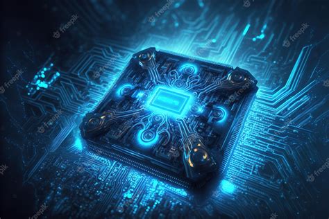 Premium Photo Processor Of Artificial Intelligence Microchips And Magic Light Inside Computer