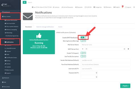smtp notification service artica wiki
