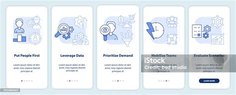 Supply Chain Priorities Light Blue Onboarding Mobile App Screen Stock