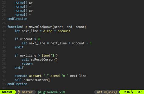 github matze vim move plugin to move lines and selections up and down