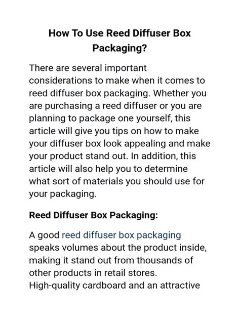 How To Use Reed Diffuser Box Packaging Pdf Retail Packaging And Labeling