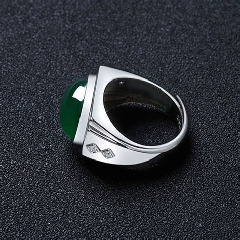 Oval Green Jade Ring For Men In Sterling Silver Lovalry Brilliant