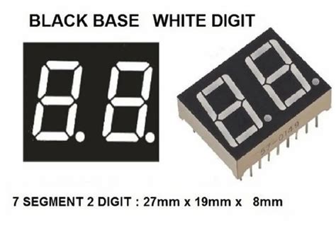 Rectangle 10 Mm 2 Digit Seven Segment Led Light Black Base Display At