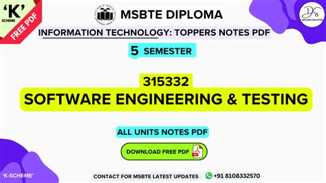 Msbte 315332 Software Engineering And Testing 5th Semester K Scheme