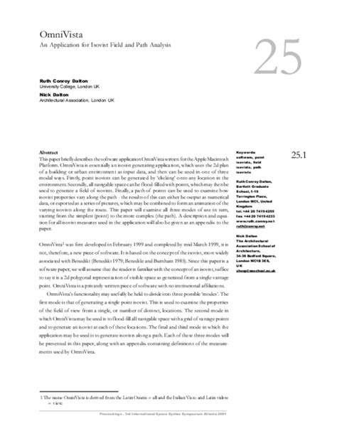 Pdf Omnivista An Application For Isovist Field And Path Analysis