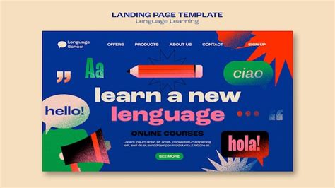 Free Psd Flat Design Learning Language Template
