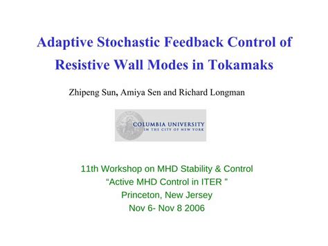 PDF Adaptive Stochastic Feedback Control Of Resistive Wall Adaptive Stochastic Feedback