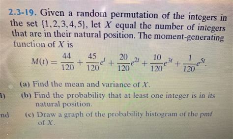 Solved 23 19 Given A Random Permutation Of The Integers In