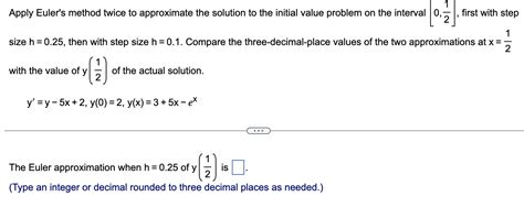 The Euler Approximation When H 025 Of Is Y12