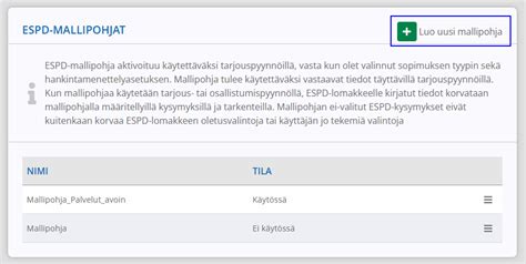 Espd Mallipohja Tukiportaali