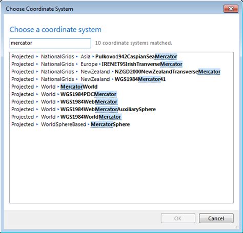 ArcGIS Explorer Coordinate Systems