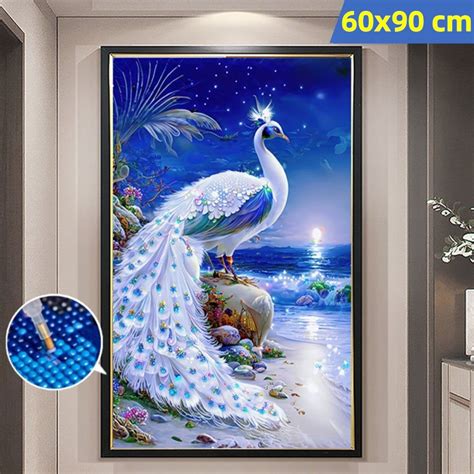 Алмазная мозаика Вышивка Живопись Картина стразами Великолепный павлин 60x90 см без