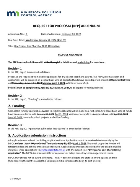 Fillable Online Request For Proposal Rfp Addendum Fax Email Print