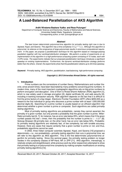 Pdf A Load Balanced Parallelization Of Aks Algorithm
