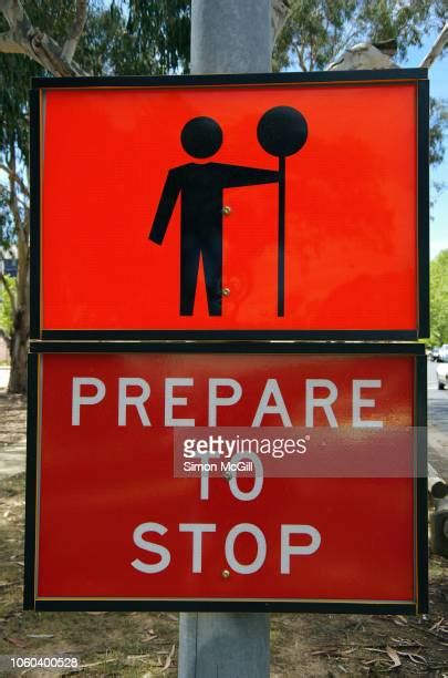 Flagger Ahead Sign Photos And Premium High Res Pictures Getty Images