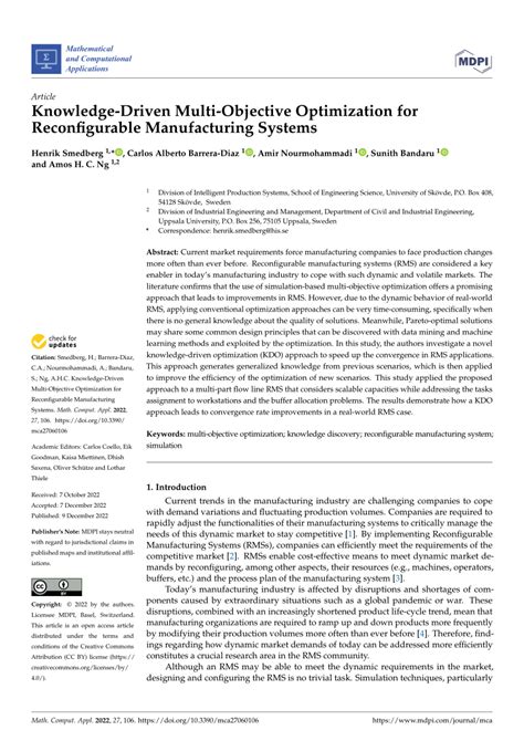 Pdf Knowledge Driven Multi Objective Optimization For Reconfigurable