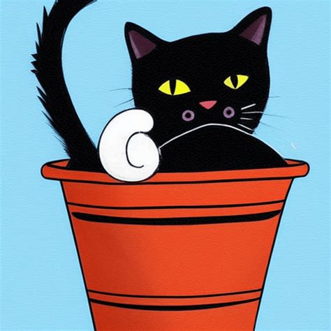 Black Cat In A Bucket Art Creative Fabrica