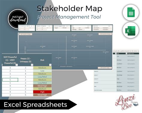 Stakeholder Mapping Excel Spreadsheet Project Management Tool Crm People Tracker Customer