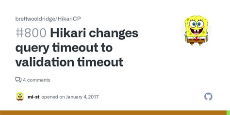 Hikari Changes Query Timeout To Validation Timeout Issue Brettwooldridge HikariCP GitHub