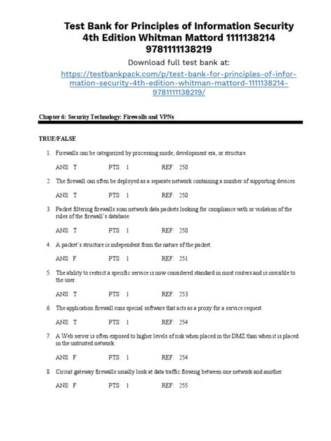 principles of information security 4th edition whitman test bank