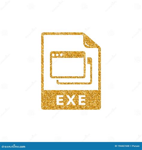 金色闪烁图标可执行文件格式 向量例证 插画 包括有 笑剧 软件 符号 标签 任命的 微粒 按钮 194467448