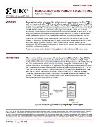 Xilinx XAPP483 Multiple Boot With Platform Flash PROMs