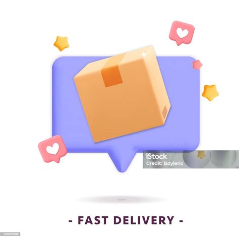 3d 벡터 팝업 채팅 메시지 거품 골판지 종이 상자 소포 패키지 아이콘 배달 서비스 수요일 디자인 3차원 형태에 대한 스톡 벡터 아트 및 기타 이미지 Istock