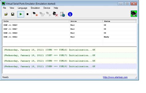 Virtual Serial Port Emulator Settings Tinplate Software Weather