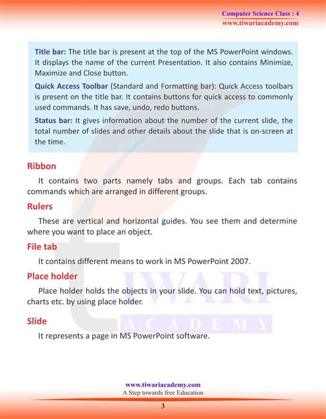 Class 4 Computer Science Chapter 8 MS PowerPoint