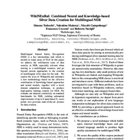 Wikineural Combined Neural And Knowledge Based Silver Data Creation For Multilingual Ner Acl