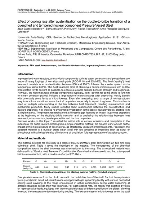 Pdf Effect Of Cooling Rate After Austenitization On The Ductile To Brittle Transition Of A