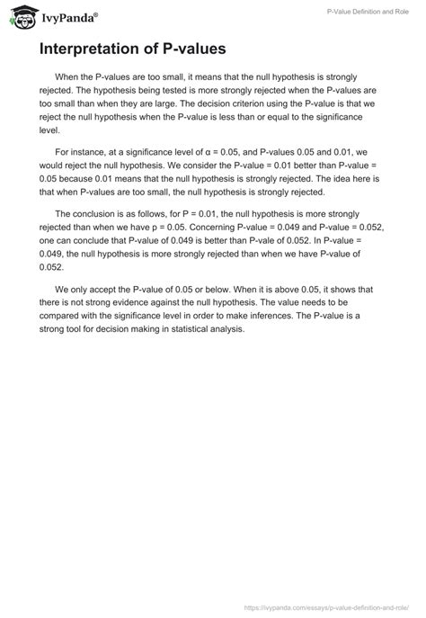 P Value Definition And Role 555 Words Essay Example