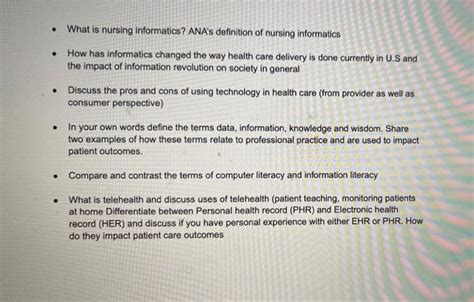 Solved What Is Nursing Informatics Anas Definition Of
