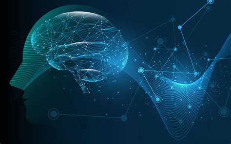 인간의 인공 지능 디지털 와이어 프레임 점 벡터 일러스트 레이 션의 머리 안에 뇌 빛에 대한 스톡 벡터 아트 및 기타 이미지 빛 사람 뇌 사람 얼굴 Istock