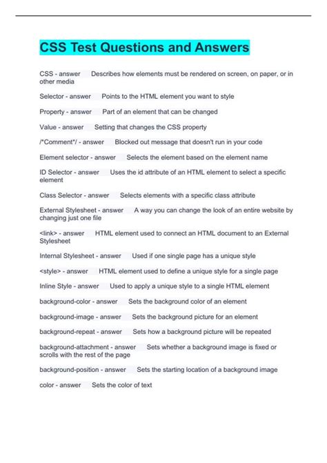 css test questions and answers pcss stuvia us
