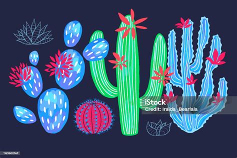 선인장 즙이 야생 세트 꽃 화려한 수채화 핑크 컬렉션입니다 흰색 배경에 아름다운 집식물 0명에 대한 스톡 벡터 아트 및 기타 이미지 0명 개체 그룹 귀여운 Istock