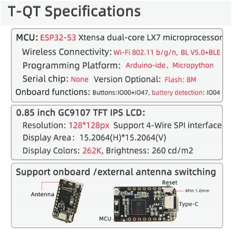 LILYGO TTGO T QT ESP32 S3 GC9107 0 85 0 85 Inch LCD Display Module