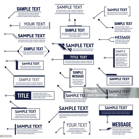 콜아웃 타이틀 디지털 콜아웃 바 라벨 설명 또는 정보 상자 콜아웃 스피치 버블 정보 콜아웃 레이블 벡터 일러스트레이션 세트 대화 풍선 문자 기호에 대한 스톡 벡터 아트 및
