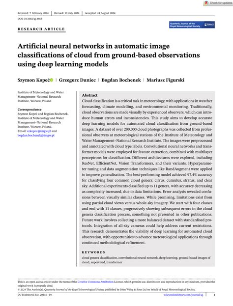 Pdf Artificial Neural Networks In Automatic Image Classifications Of Cloud From Ground‐based