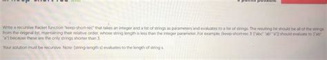 Solved Write A Recursive Racket Function Keep Short Rec