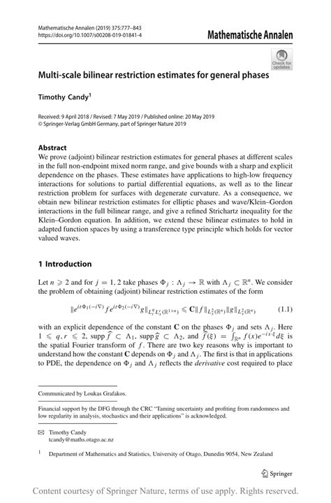 Multi Scale Bilinear Restriction Estimates For General Phases