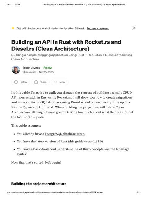 building an api in rust with rocket rs and diesel rs clean architecture by brook jeynes