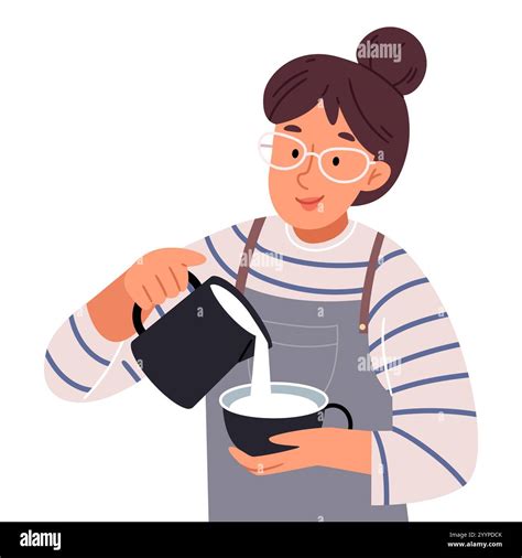 A Cute Barista With A Milk Jug In Her Hands Makes A Latte Or Cappuccino