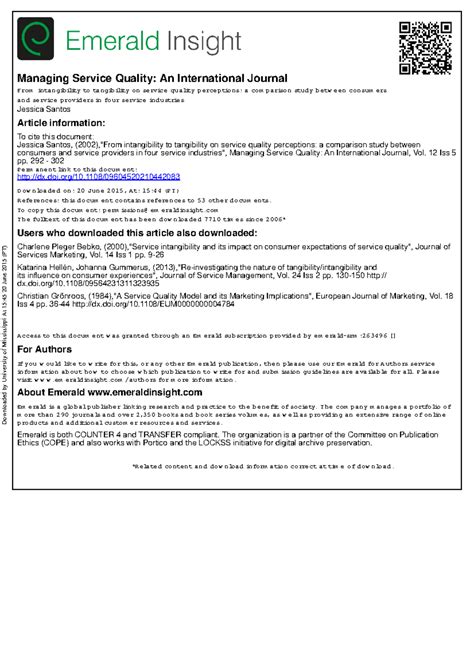 Tangibility To Intangibility Managing Service Quality An