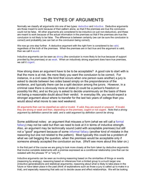 The Types Of Arguments Pdf Validity Argument